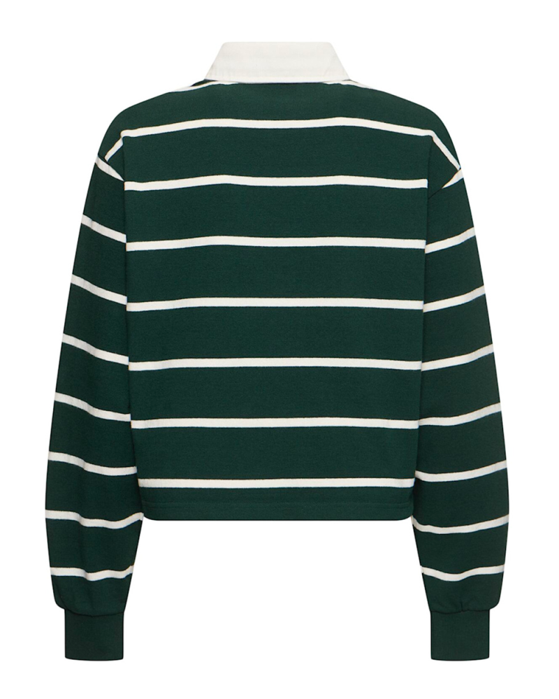 Sporty & Rich Serif Logo Cropped Rugby Polo forest/white